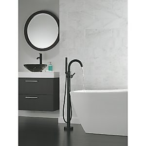 Delta Faucet Trinsic Floor-Mount Freestanding Tub Filler with Hand Held Shower, Chrome T4759-FL (Valve Not Included)