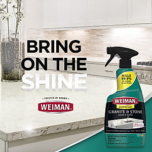 Weiman Disinfectant Granite Daily Clean & Shine (2 Pack with Polishing Cloth) Safely Clean Disinfect and Shine Granite Marble Soapstone Quartz Quartzite Slate Limestone Corian Laminate Tile Countertop