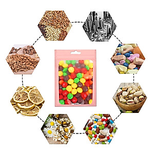 100 Pieces Smell Proof Bags,4 x 6 Inch Resealable Mylar Ziplock Food Storage Bags with Clear Window Coffee Beans Packaging Pouch for Food Self Sealing Storage Supplies (Pink)