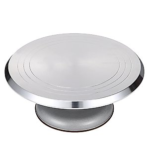 WObell Aluminium Alloy Rotating Cake Stand 12 Inch Revolving Cake Turntable for Cake, Cupcake Decorating Supplies