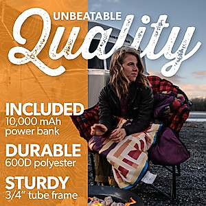 Kuma Outdoor Gear Lazy Bear Heated Chair with Carry Bag, Ultimate Portable Luxury Heated Outdoor Chair for Camping, Glamping, Sports & Outdoor Adventures (Heather Grey)