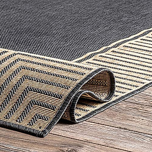 nuLOOM Asha Simple Border Indoor/Outdoor Area Rug, 6' 7" x 9', Dark Grey