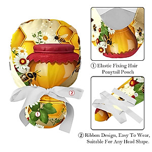 CWAGFEQZ 2-Pc Gourd-Shaped Working Cap,Fisherman Hat with Buttons and Cotton Sweatband,Honey Bee Flower