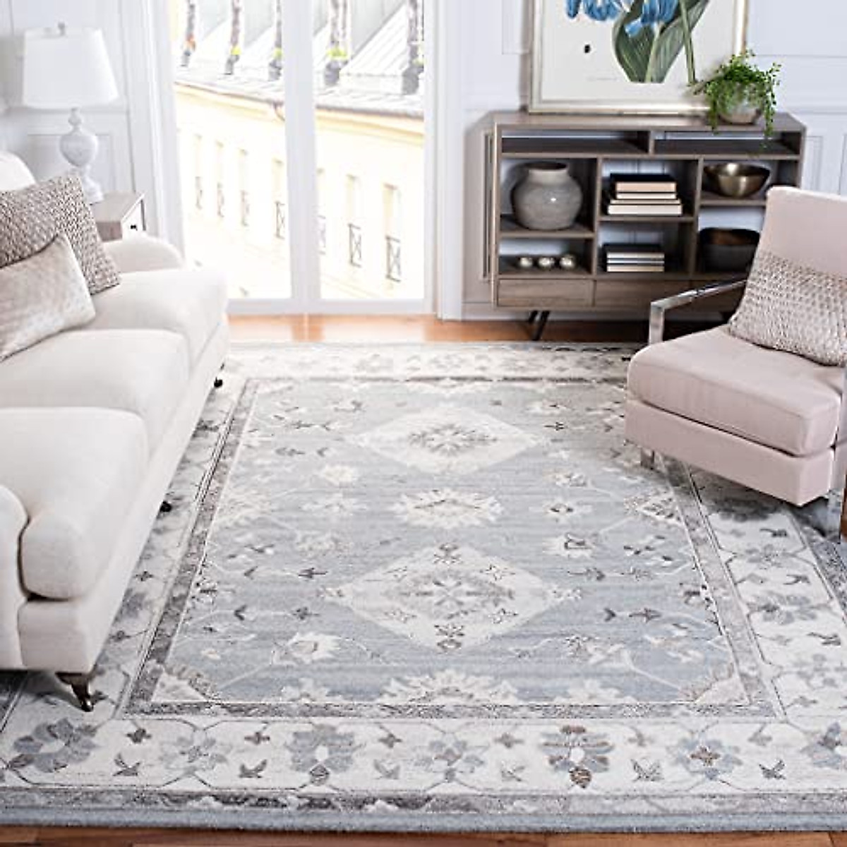 Safavieh Suzani Collection 9' x 12' Grey/Ivory SZN331A Handmade Boho Wool Area Rug