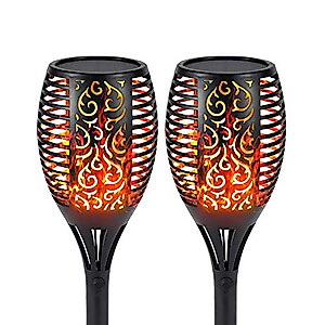 S.Y. Solar Lights Outdoor, 96 LED Solar Torch Light with Dancing Flickering Flames, 3 Installation, 2 Heights Available, Waterproof Landscape Solar Garden Lighting, Auto On/Off Outdoor