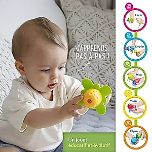 Lalaboom 24 Piece Baby Toddler Beads – Montessori Educational Shape and Color STEM Construction Toy 10 Months to 3 Years - BL200