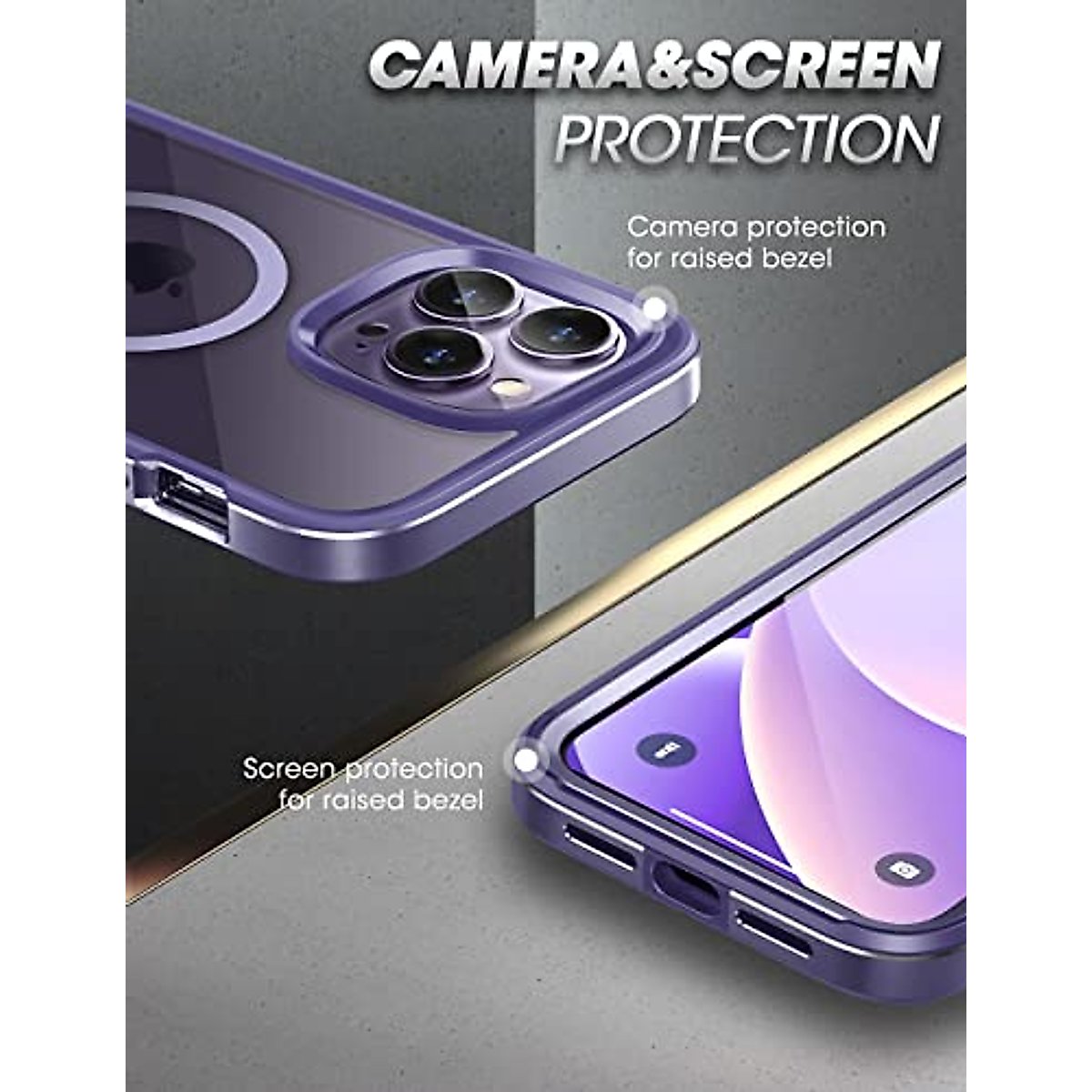 SUPCASE Unicorn Beetle Edge Mag Case for iPhone 14 Pro Max 6.7", Compatible with MagSafe Slim Frame Clear Protective Case with Built-in Screen Protector (Mauve)