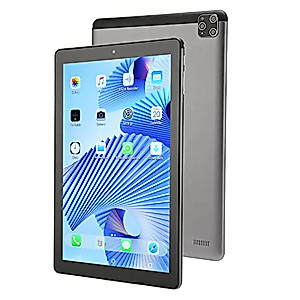 Qinlorgo Gray Tablet, 5G WiFi Dual Camera Octa Core CPU 10.1 Inch Reading Tablet for Gaming (US Plug)