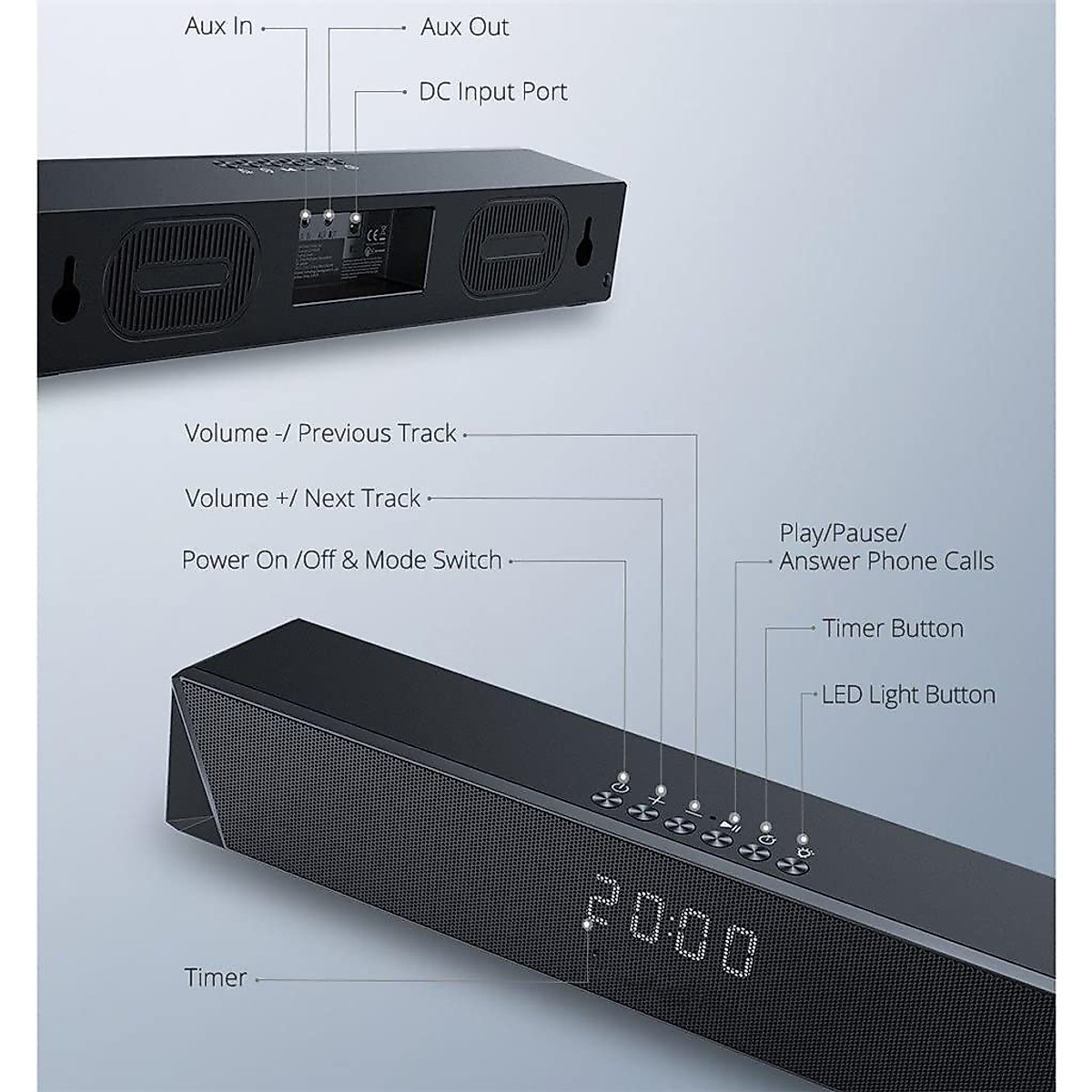 IRDFWH Sound Bar Gaming Speaker &Wired 14W Powerful Drivers Subwoofer RGB Light Soundbars for PC Phone