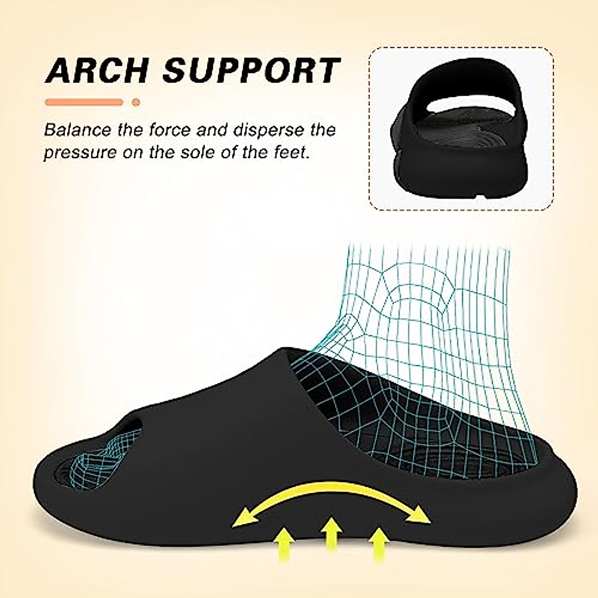 Besroad Cloud Slides For Women Men Slippers Bathroom Slides EVA Non Slip Thick Sole Platform Shoes Black 10-11 Women/9-10 Men