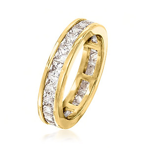 Ross-Simons 3.00 ct. t.w. CZ Eternity Band in 18kt Yellow Gold Over Sterling Silver. Size 5