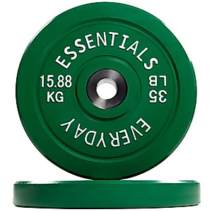 BalanceFrom Color Coded Olympic Bumper Plate Weight Plate with Steel Hub, 35LB Pair