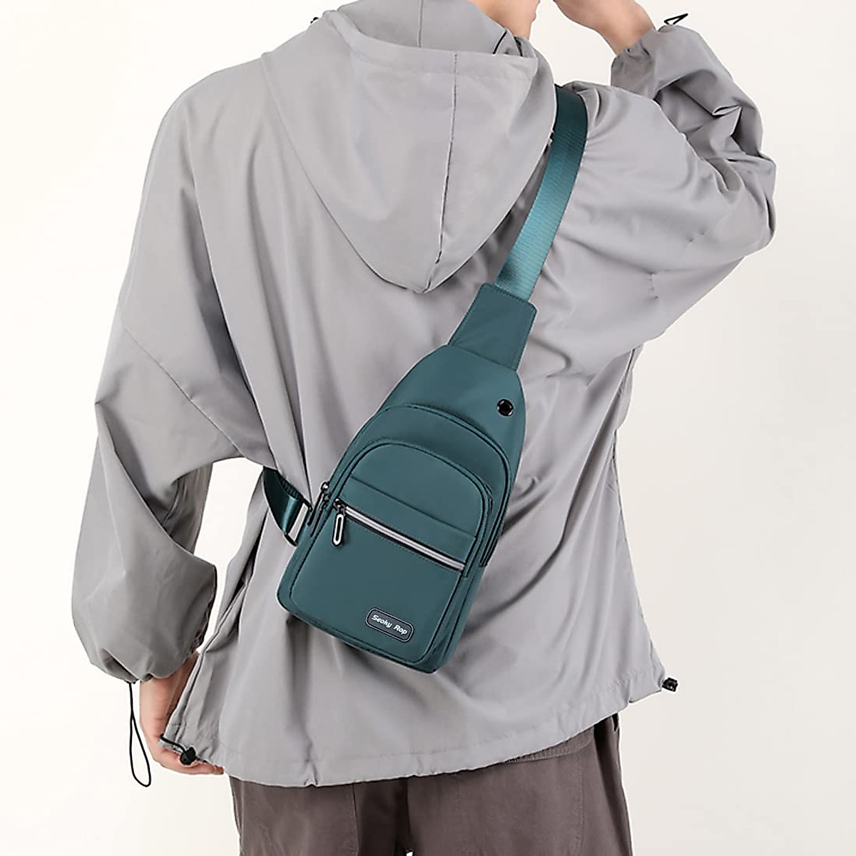 Seoky Rop Sling Bag Crossbody Backpack for Men Women Small Chest Shoulder Bag for Travel Hiking Daypack Green