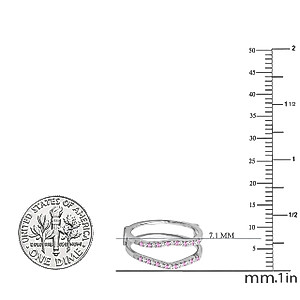 Dazzlingrock Collection Round Alternate Pink Sapphire & White Diamond Wedding Enhancer Guard Ring for Women in 14K White Gold, Size 9