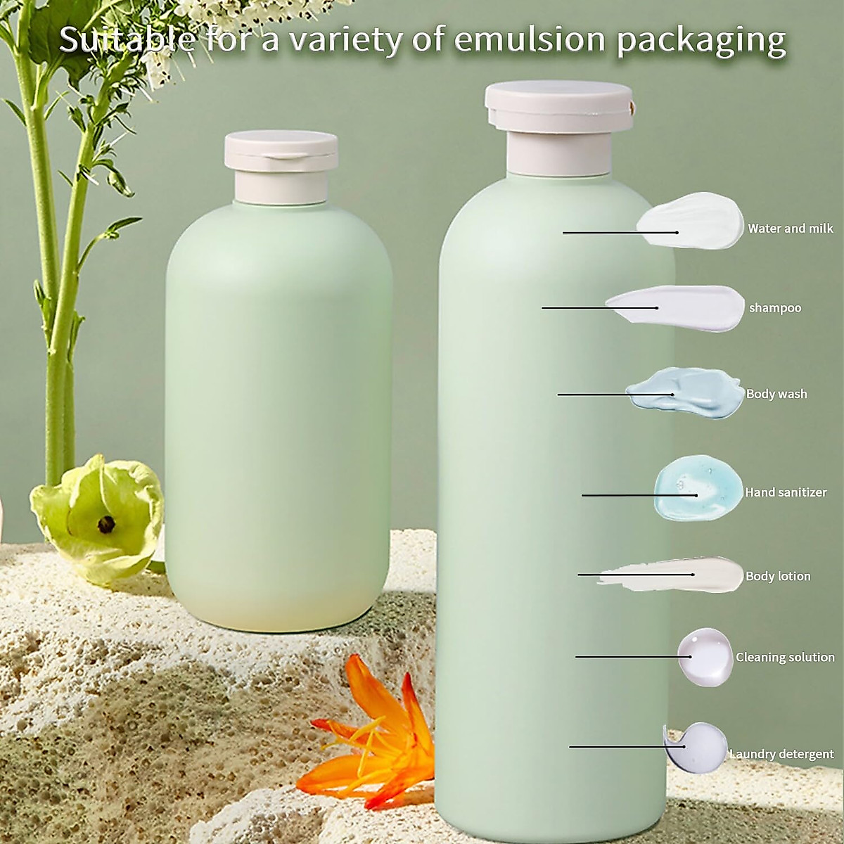 ELESDA Travel Shampoo and Conditioner Bottles Refillable, 7oz Plastic Squeeze Bottles with Caps Travel Bottles for Toiletries Shampoo and Conditioner Dispenser Leak Proof Toiletry Travel Size Bottles