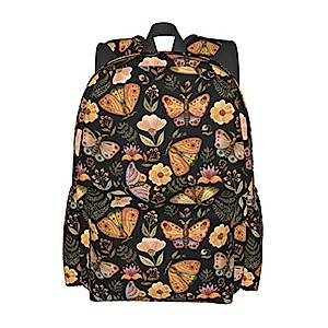 FREEHOTU Moth Butterfly Witchy Backpack For Men Women With Adjustable Padded Shoulder Straps Daypack For College Travel