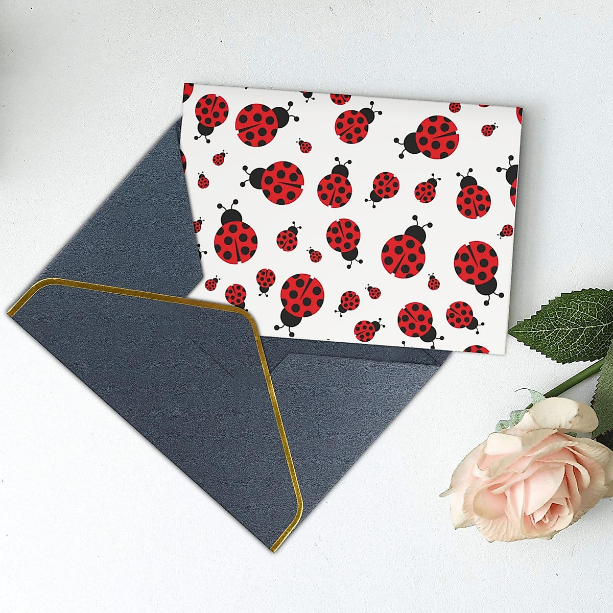 PAILON Fresh Ladybug Thank You Cards With Envelopes, Blank Greeting Note Cards With Envelopes Blank Inside, Funny Birthday Cards For Women Men, Thank You Card For Wedding Business,Graduation