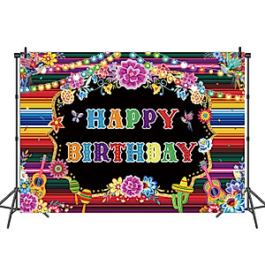 Mexican Birthday Backdrop for Photography Fiesta Themed Party Banners Fiesta Birthday Party Decor Supplies Photo Booth Background (6x4FT: 72x48 inch)