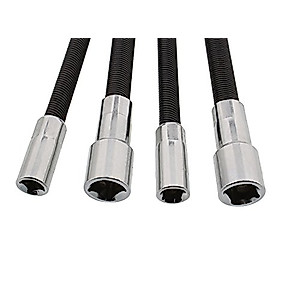 ABN Flexible Socket Extension Cables - 4pc Flex Socket Extension Bar Set 1/4in and 3/8in Drive Light Impact Extender