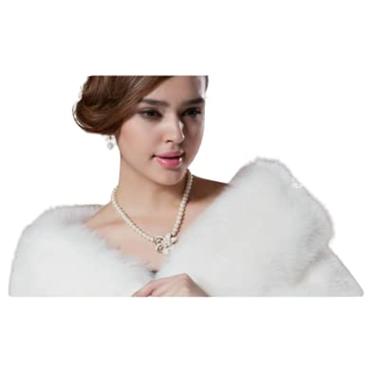 Women's Faux Fur Shawl Soft Versatile Scarf Wrap Shrug Winter Warm Cloak Coat Cape for 1920s Bridal Wedding Evening Dresses