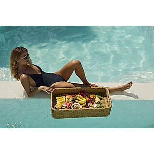 Floating Pool Tray Floating Serving Tray Table & Bar - Swimming Pool Floats for Adults, Spas, & Pool Parties - Floating Tray for Pool Serving Drinks, Floating Brunch, Food on The Water - Honey