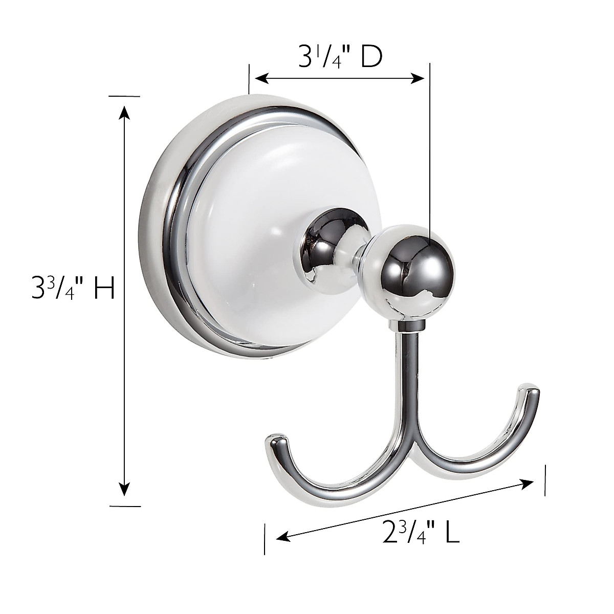 Design House 559260 Savannah Towel and Robe Hook, Polished Chrome and White
