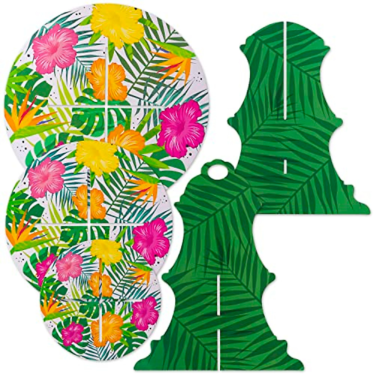 Royal Bluebonnet Tropical Cupcake Stand, 3 Tier Cupcake Stand, Hawaiian Cupcake Stand for Tropical Party Decorations, Cardboard Cupcake Stand for Birthday Party, Luau Cupcake Stand, Cup Cake Stand