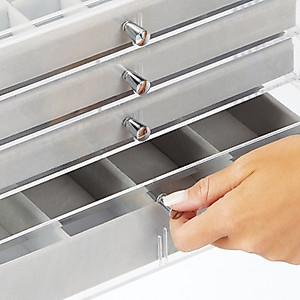 mDesign Plastic 4-Drawer Jewelry Box - Removable Divided Organizer Trays for Storage on Dresser, Vanity, Countertop - Holds Earrings, Bracelets, Necklaces, Bangles, Rings - Clear/Gray