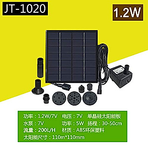 JOVTOP-1.2W 7V 180L/H Solar Fountain Submersible Solar Water Pump Garden Fountain Submersible Pump with Suckers(Black)