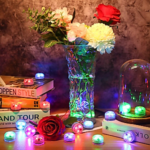 Small Submersible Led Lights with Remote,Mini LED Light,Waterproof Tea Light,Underwater Lights,Flameless Candles,Suitable for Vases, Fish Tanks, Hot Tubs, Parties,Wedding,Halloween Decorations