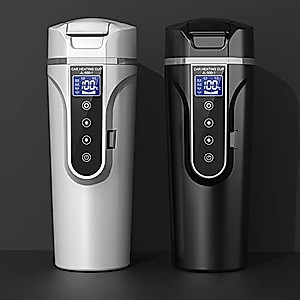 XIXIAN Vehicle Heated Water Cup,Vehicle Heated Water Cup Electric Kettle Heat Preservation 12.0V Car 24V Truck Household Vehicle Water Heaters Small Electrical Appliances LCD Display Kettle