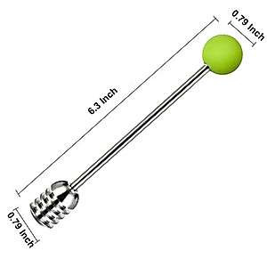 Stainless Steel Honey Dipper Stick 6.3 Inch Honey Wand Server for Honey Pot Dispense Drizzle Honey, Wedding Party Favors, Baby Shower (Green)