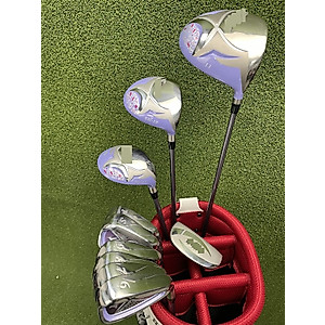 ENEMO New Women Compatible with Golf Clubs Efil Compelete Set of Driver 3 5 Wood Irons Bag L Flex Graphite Shaft No Bag (Color : Purple with Bag)