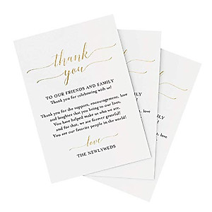 Bliss Collections Thank You Place Setting, Gold Foil, Table Place Cards for Weddings, Receptions, Rehearsals, Dinner Parties, Events and Celebrations, 4"x6" (50 Cards)