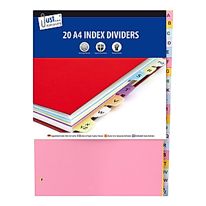 Just Stationery 4059/72 A-Z A4 Paper Index Divider, Pack of 20