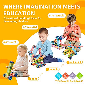 Erector Sets for Kids Ages 4-8, Easy Assembled 163 PCS Building Blocks, STEM Games for 4 5 6 7 8 Year Old Girls Boys Kids, Educational Building Toy STEM Kits with Tools, Design Guide, Storage Bin