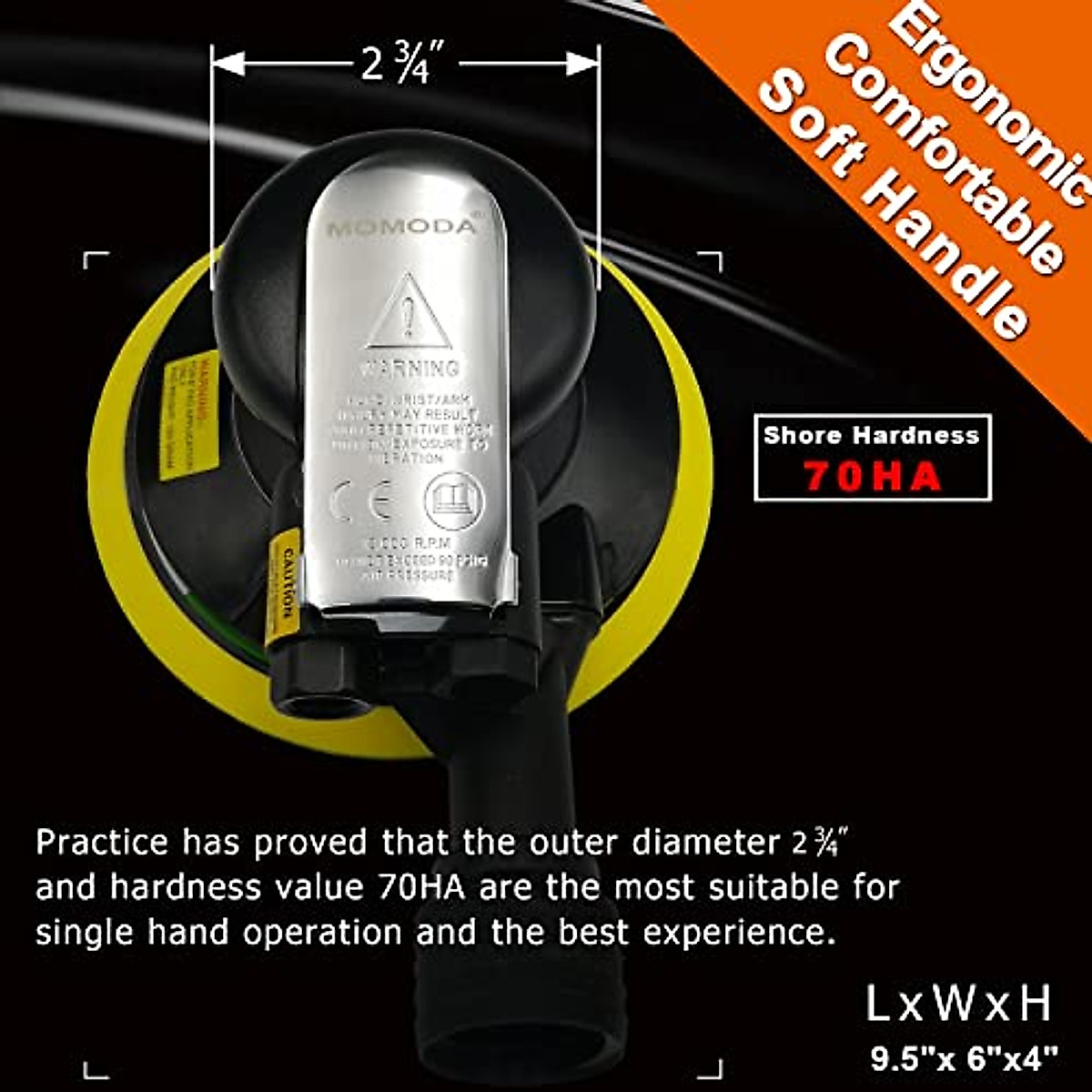 MOMODA Professional Air Random Orbital Sander, 6 inch Dual Action Pneumatic Sander Suitable for Heavy Duty and Connect to Vacuum Cleaner