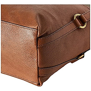 Fossil Women's Sam Leather Shopper Tote Purse Handbag, Brown