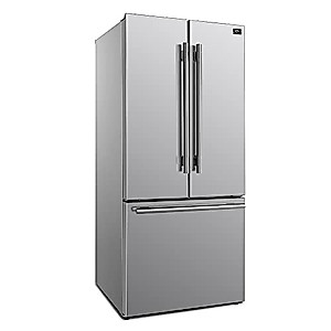 Forno 30" Inch w. French Door Refrigerator with Bottom Freezer and 17.5Cu. Ft. Total Capacity - Stainless Steel No Frost Fridge with Adjustable Glass Shelves and Child Safety Lock