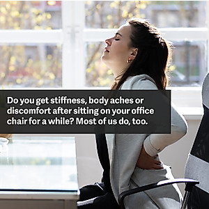 Elmara Extra Large Seat Cushion for Office Chair - Seat Cushion for Desk Chair - Memory Foam Seat Cushion - Tailbone Pain Relief Chair Pad - Office Chair Cushion for Butt Back Support Sciatica Pillow