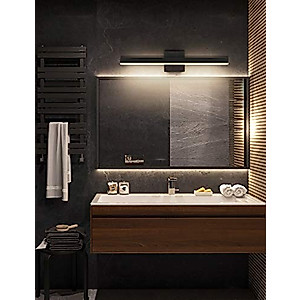 Joossnwell LED Bathroom Vanity Light Fixtures Dimmable 24" Inch Modern Matte Black Bath Vanity Lights for Mirror Lighting Wall Mount Sconces Lamps 16W 3000K Warm White