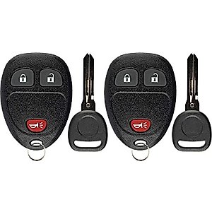 KeylessOption Keyless Entry Remote Control Car Key Fob Replacement for 15913420 with Key (Pack of 2)