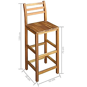 vidaXL 2/4x Solid Acacia Wood Bar Stool Outdoor Garden Bistro Chairs Stools
