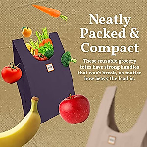 Urban Market Bags - Reusable Shopping Bags, Large Nylon Foldable Grocery Bags with Comfortable Handles, Machine-Washable Grocery Totes in a Compact Pack, Rural, Set of 6