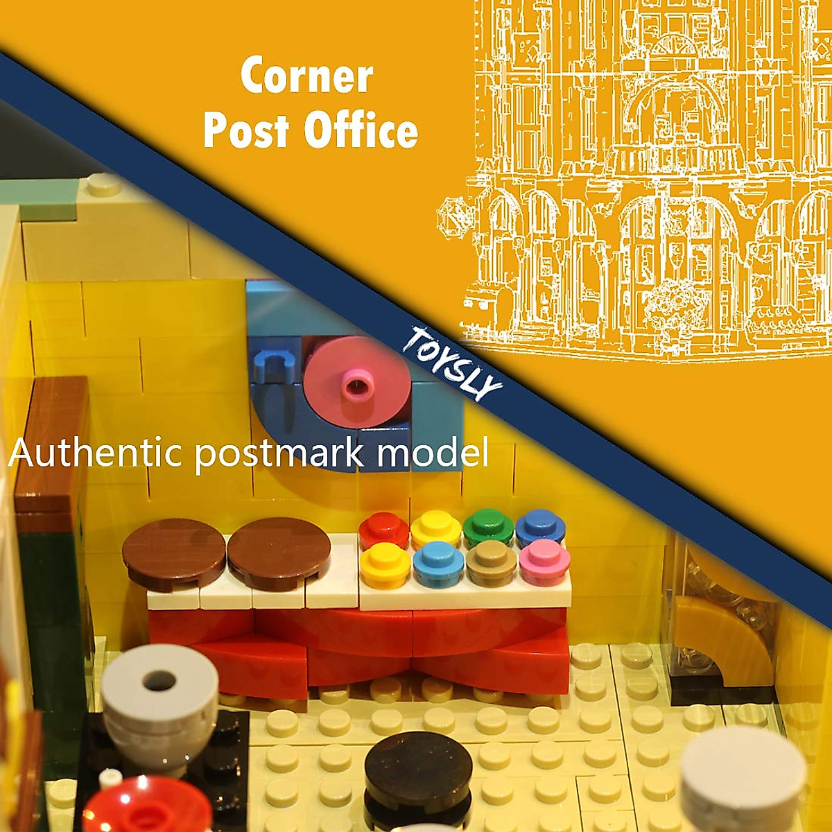 TOYSLY Street Corner Post Office MOC Building Blocks and Engineering Toy, Construction Set to Build, Model Set and Assembly Toy for Teens and Adult 4004Pieces