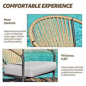 NATURAL EXPRESSIONS Outdoor Bistro Set, 3 Piece Patio Furniture Rocking Chairs Set of 2, No Assembly Required Balcony Porch Chair Metal Table 9" Thick Cushion for Backyard,Garden,Poolside,Deck, 350lbs