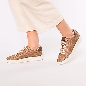 COACH Lowline Low Top for Women - Cushioned Insole, Supportive and Stable Lightweight Casual Sneakers Tan PVC 8.5 B - Medium