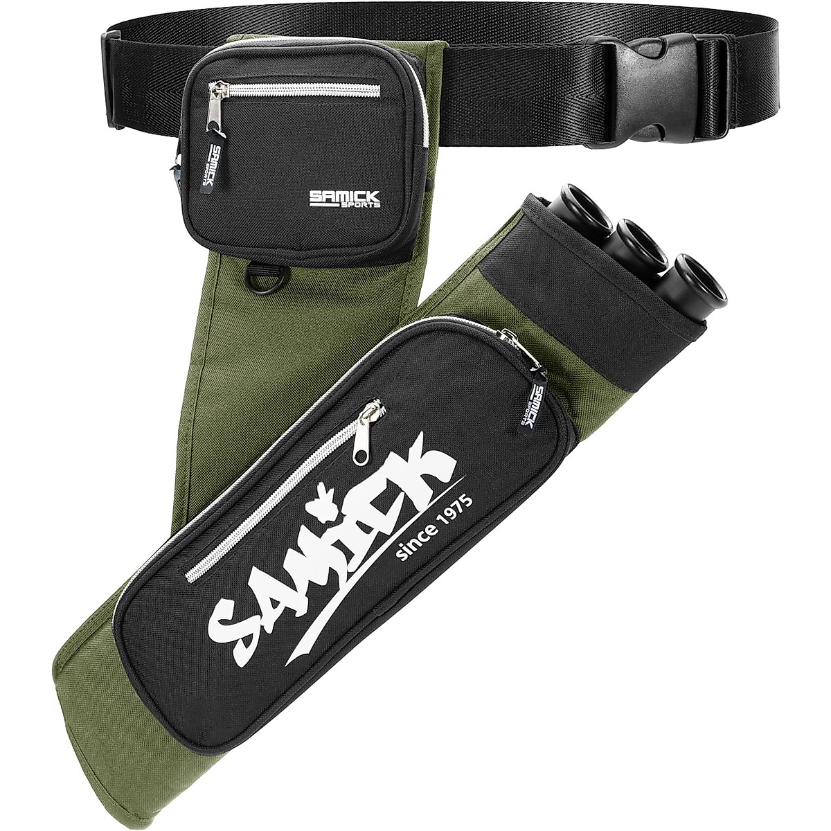 SAMICK SPORTS Archery Arrow Quiver - Adjustable Waist Hanged Quiver with 3 Removable Tubes & Pockets for Archery Arrows Case & Equipment - Ideal for Hunting & Target Practice - Right Handed Only