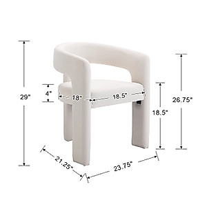 Wahson Set of 4 Velvet Fabric Upholstered Open-Back Dining Chairs, Modern Kitchen Armchair for Dining Room, Ivory