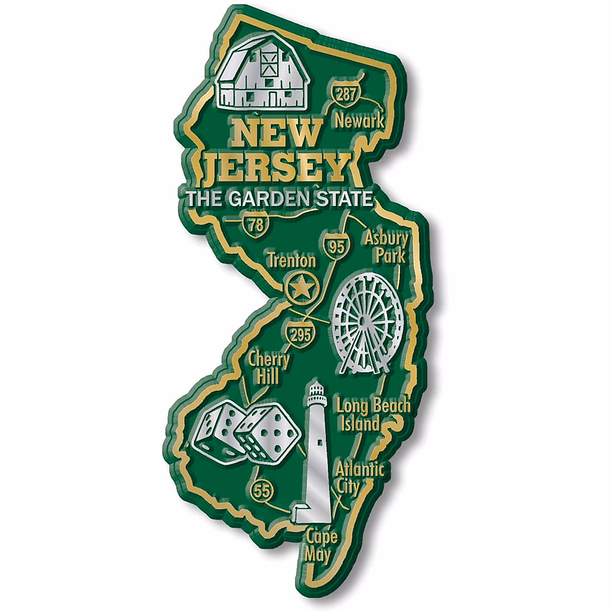 New Jersey Giant State Magnet by Classic Magnets, 2.2" x 4.8", Collectible Souvenirs Made in The USA